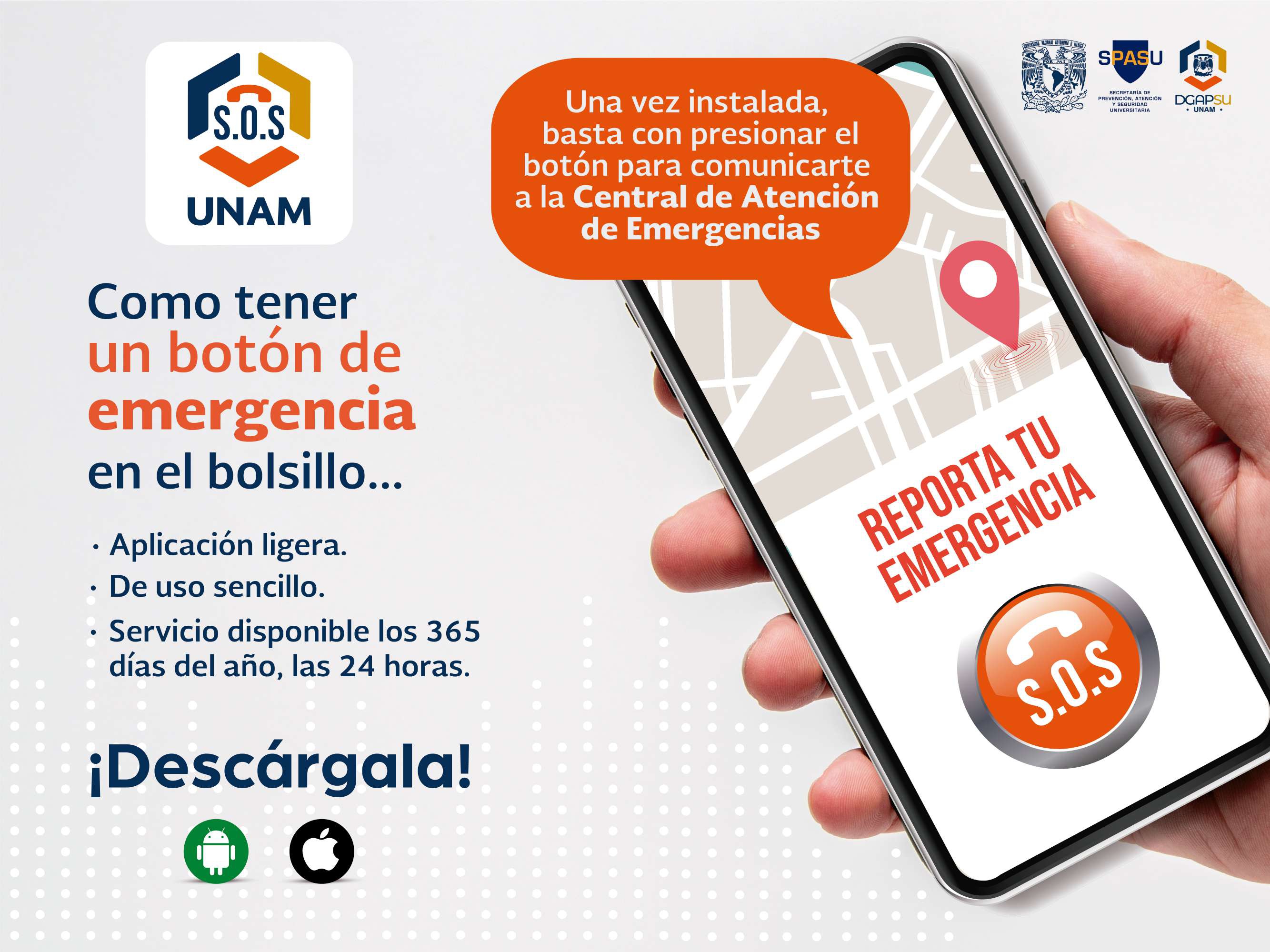 ¡Descarga la APP S.O.S UNAM! Aplicación para reportar emergencias en ...